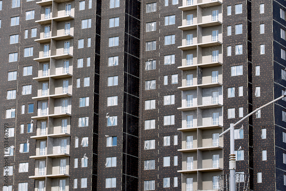 Insulating new building. External wall insulation. Exterior house wall ...