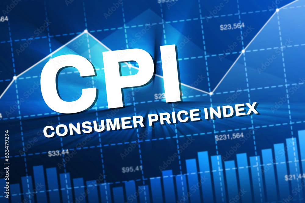 Consumer Price Index background with blue graph and glowing typography ...