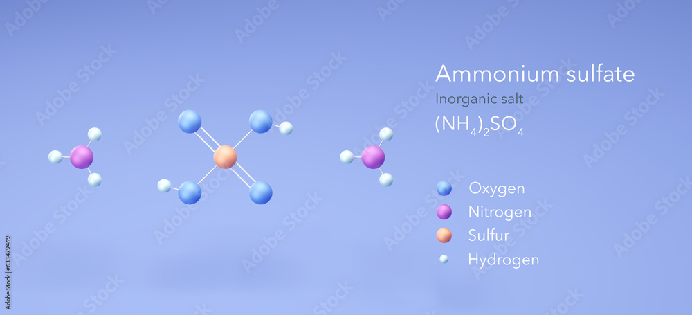 ammonium sulfate molecule, molecular structures, salt, 3d model ...