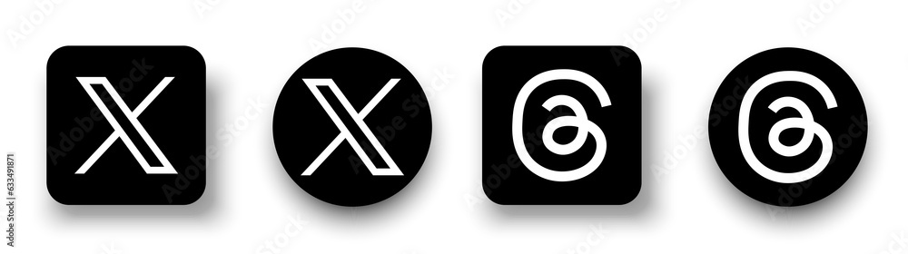 Threads vs Twitter. social media icons Threads and Twitter.Vector Stock ...