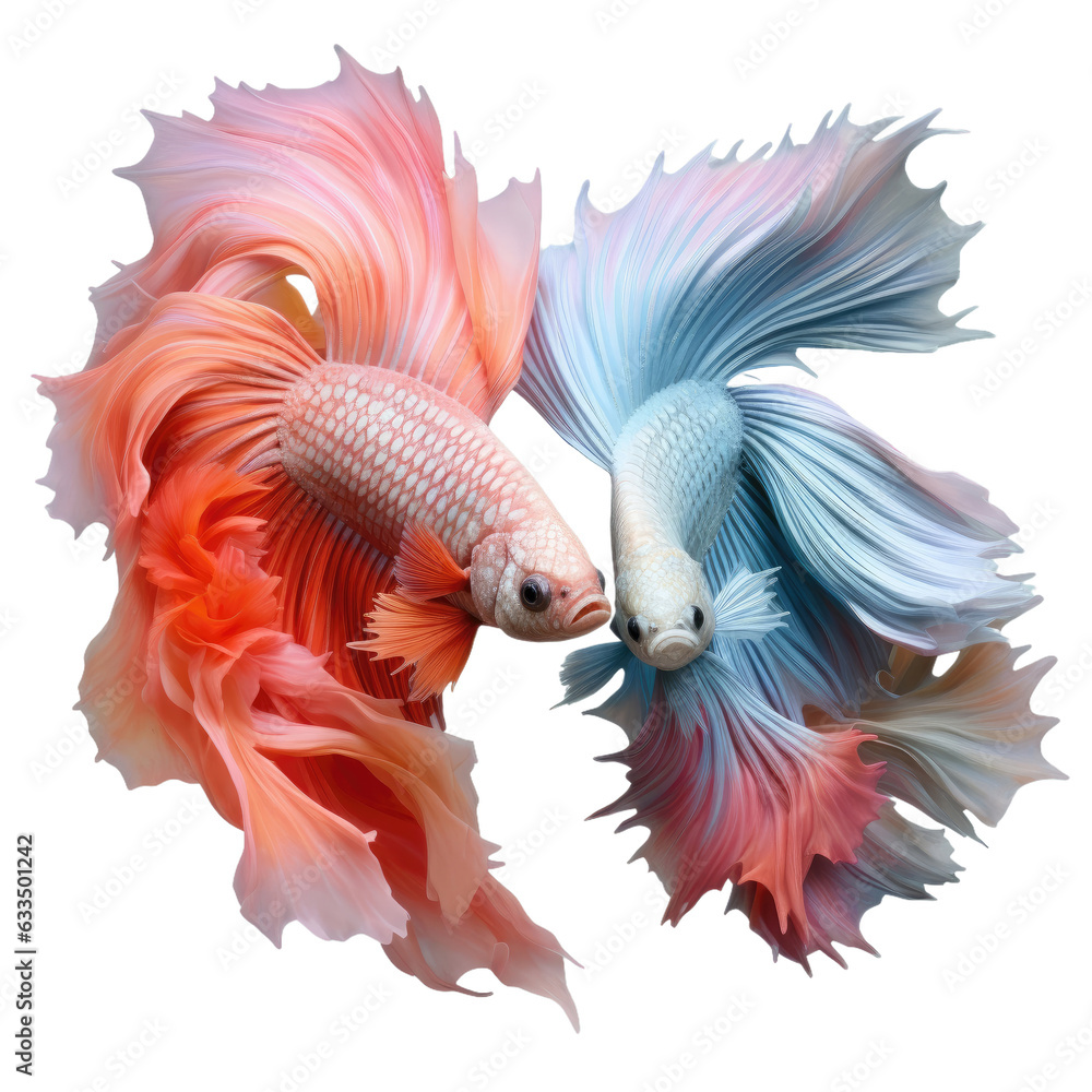 Multi colored Betta splendens fish with rosetail half moon and double ...