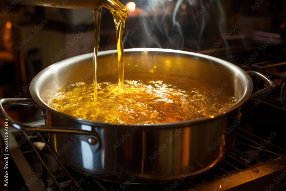 used cooking oil being filtered for reuse Stock Photo | Adobe Stock