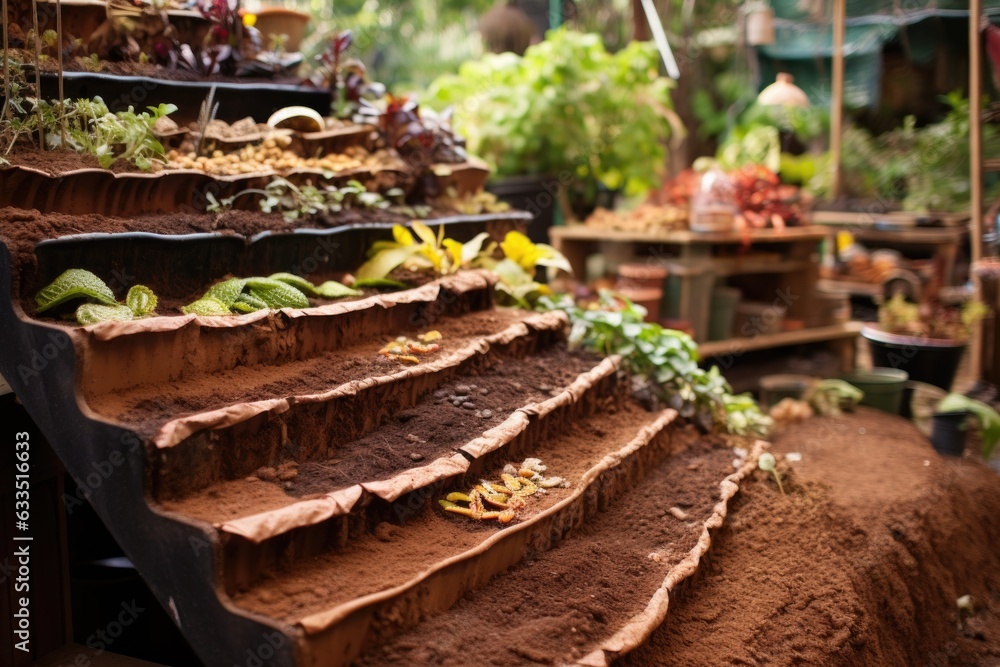 layered worm farm with visible sections of composting stages Stock ... layered worm farm with visible sections of composting stages Stock ...