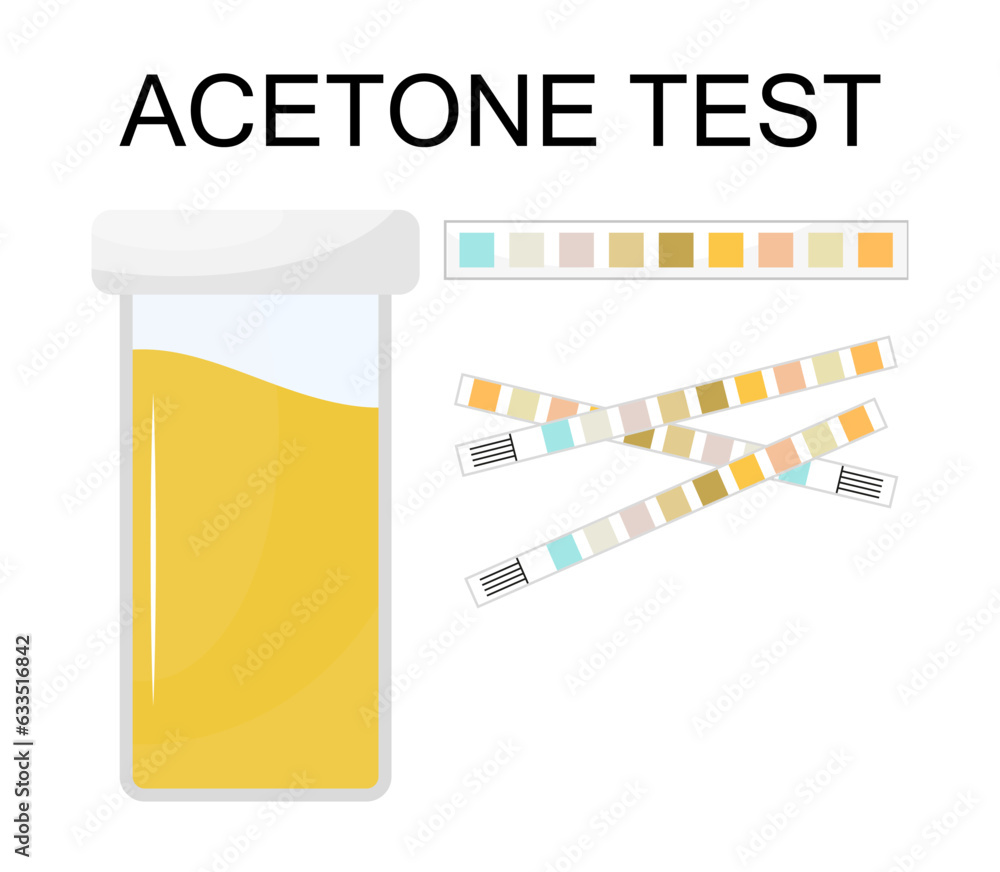 Acetone test vector set. Urine test stick icon. Dipstick test used to ...