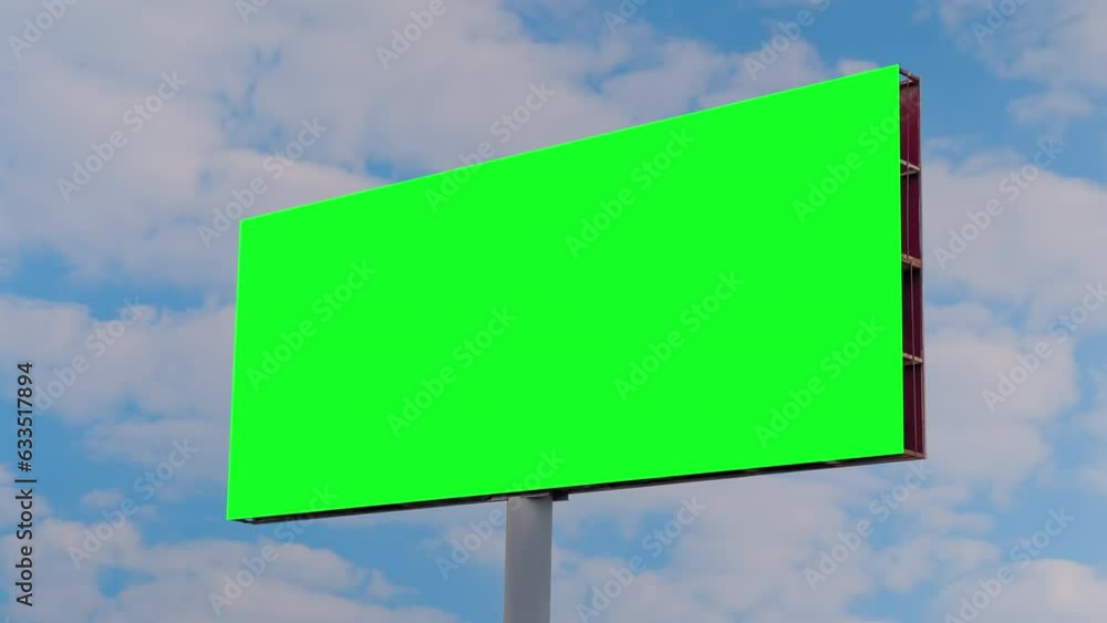 Timelapse: blank green billboard or large display and moving white ...