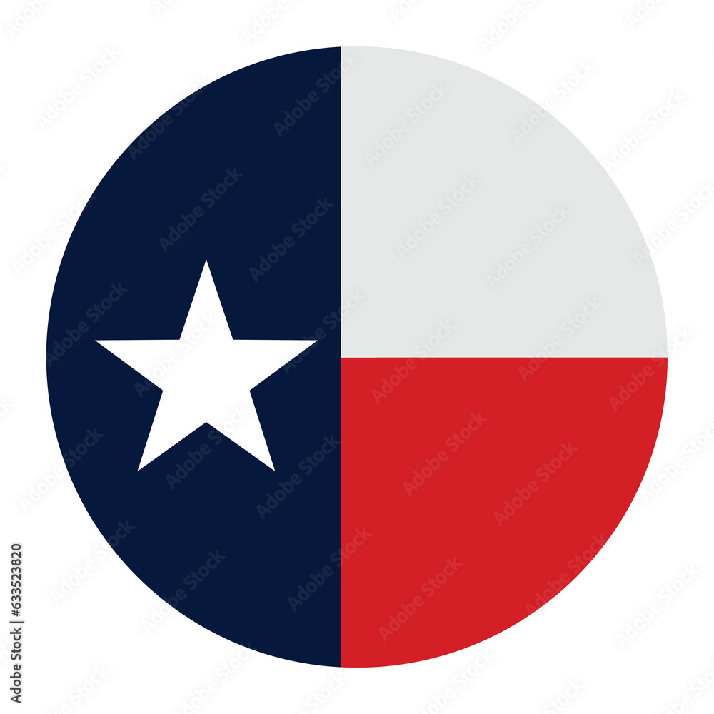 Circle badge Texas state flag vector illustration isolated on white ...
