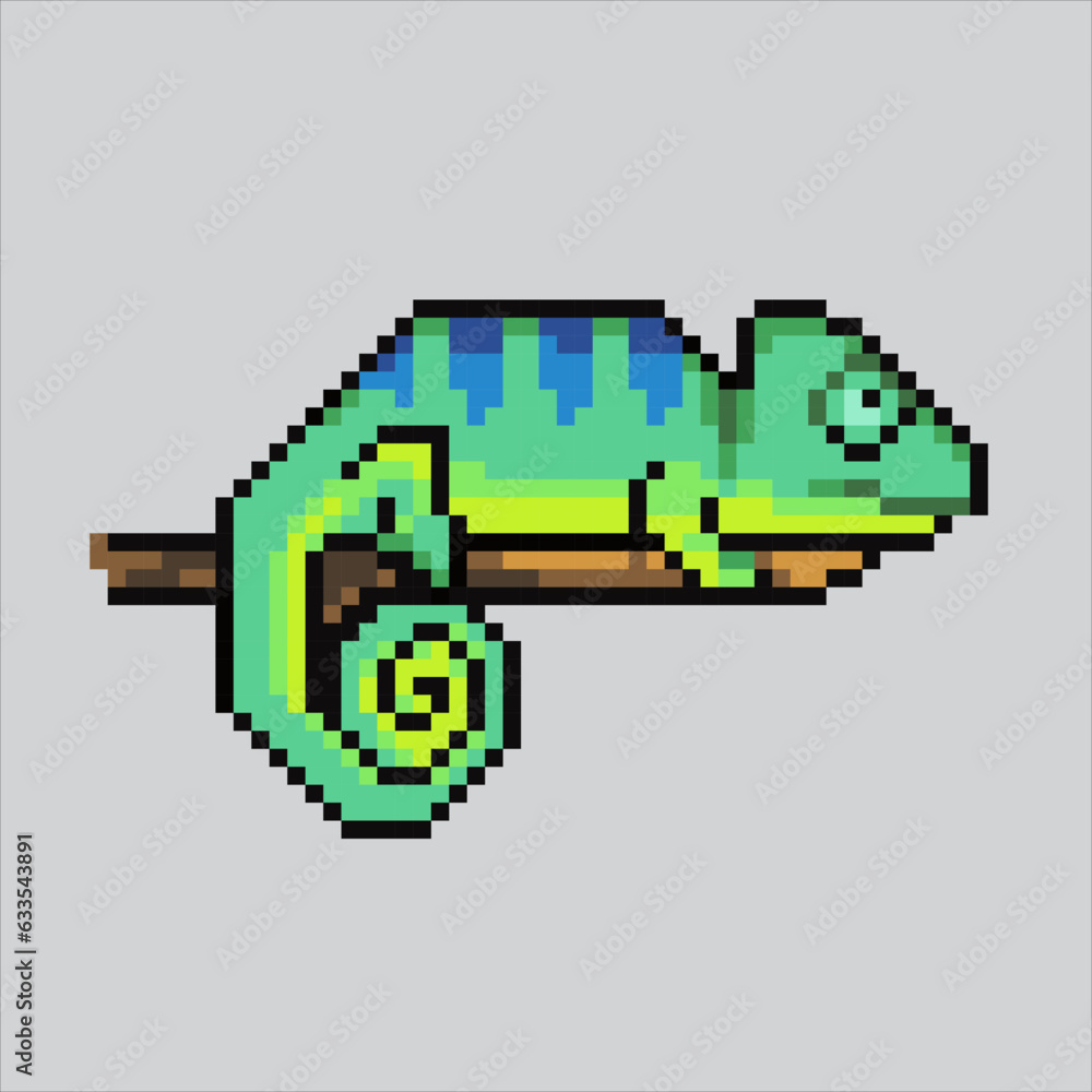 Pixel art illustration Chameleon. Pixelated Chameleon. Chameleon ...