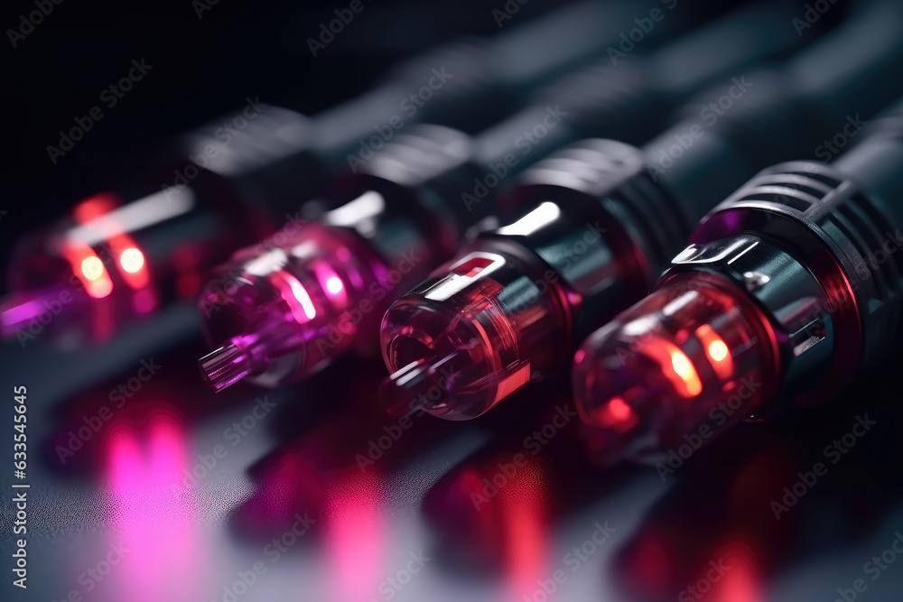 Macro shot of industrial connectors in a futuristic and high-tech ...