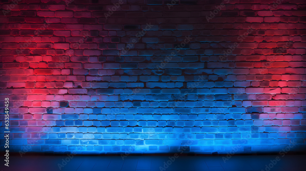 Neon light on brick walls that are not plastered background and texture ...