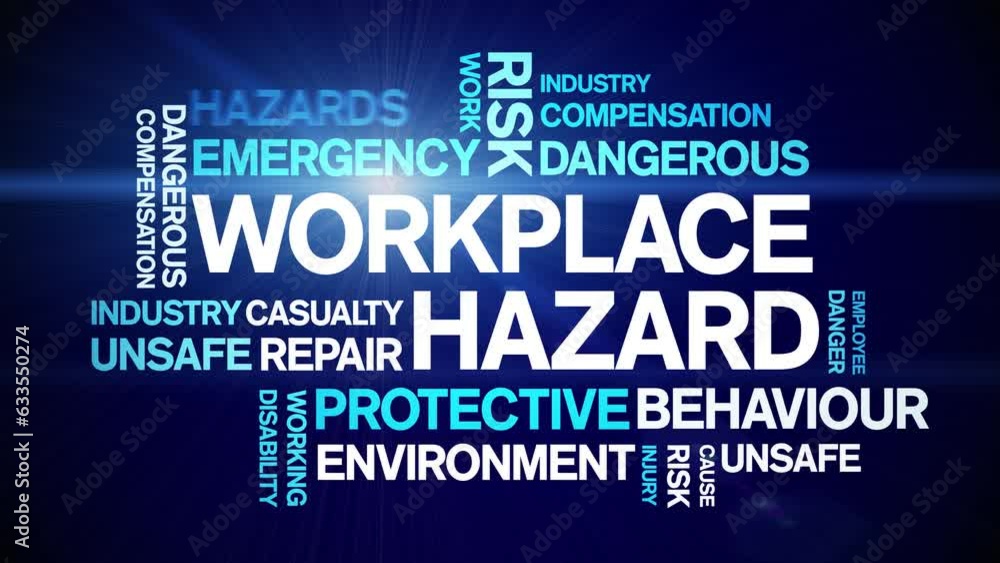 Workplace Hazard animated tag word cloud;text design animation kinetic ...