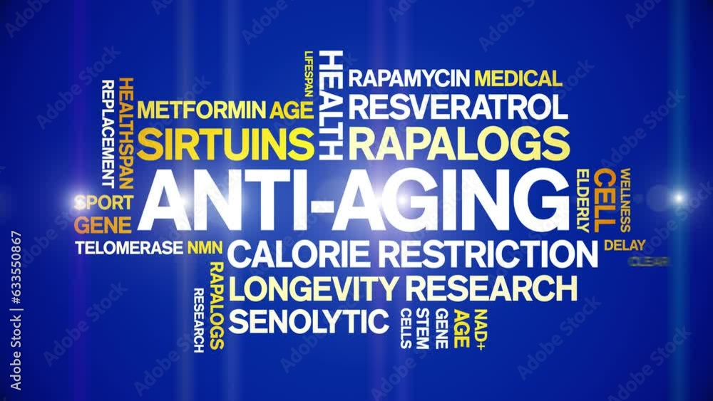 Anti-aging animated tag word cloud;text design animation kinetic ...