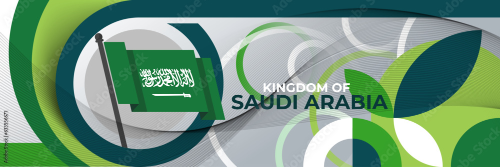Saudi Arabia national day banner, flag colors background and geometric ...