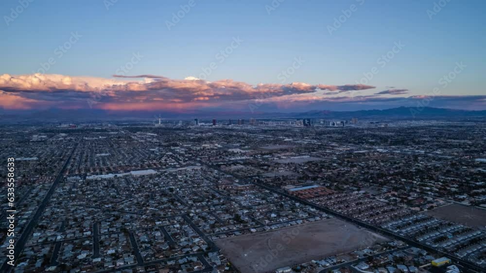 Drone Soars Above Las Vegas Houses in at Morning. Drone Adventures in ...
