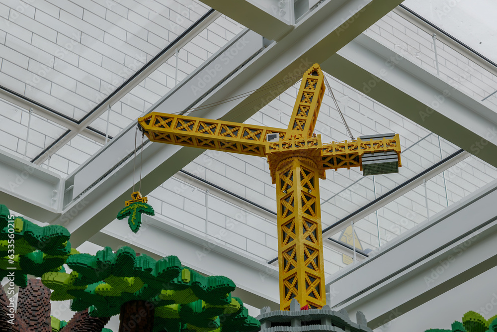 Interior view and selective focus at lego tree and various theme of ...