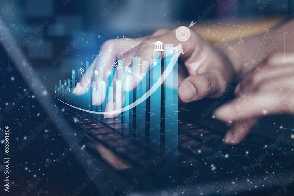 Concept business Growing graph, chart with company Progress and growth ...