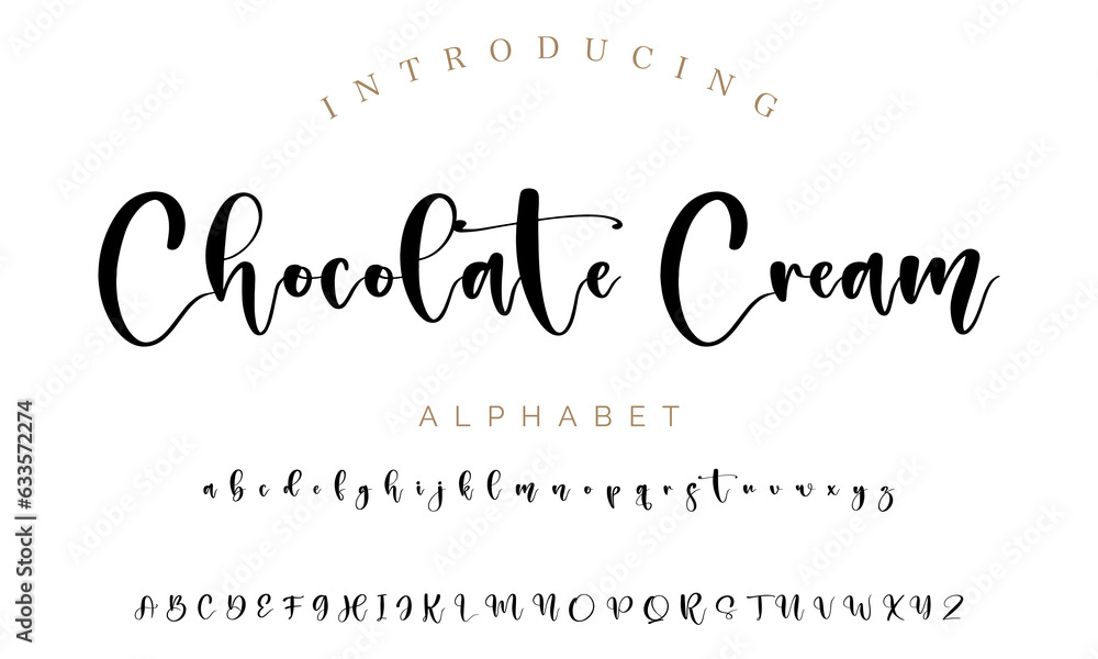 Chocolate Cream Hand drawn vector alphabet. Modern monoline signature ...