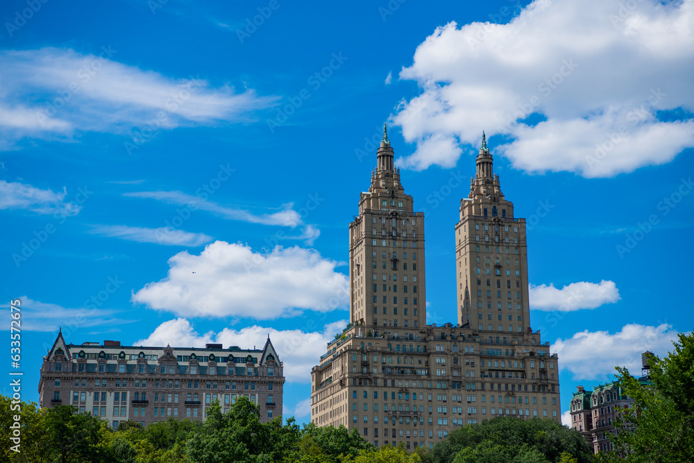 Manhattan buildings from Central Park USA. view of the Manhattan ...