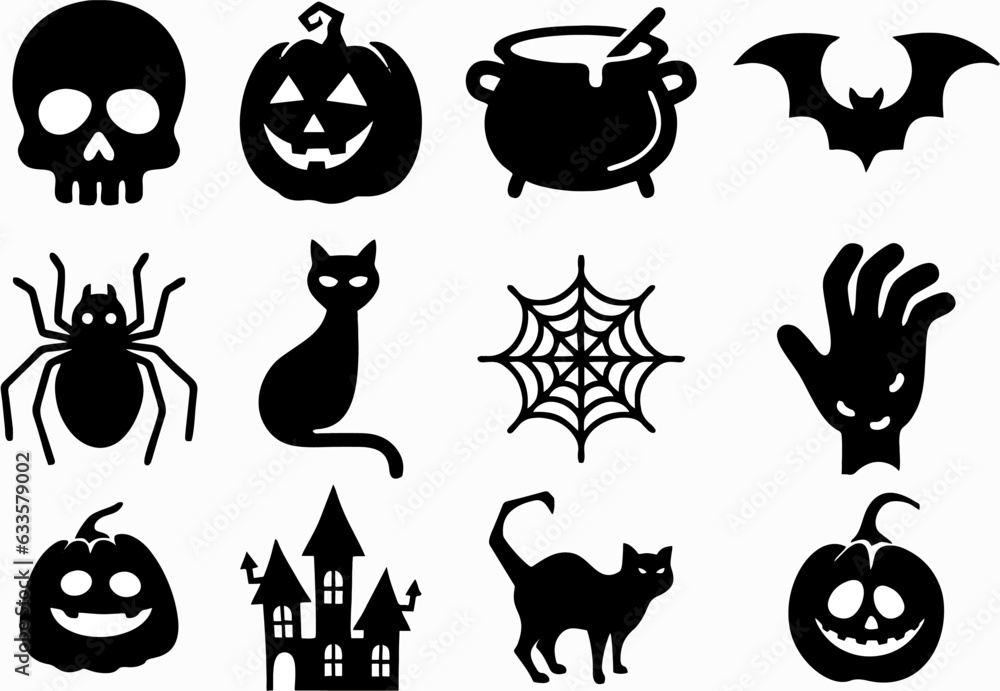 Halloween icon set in high resolution on white background. Editable ...