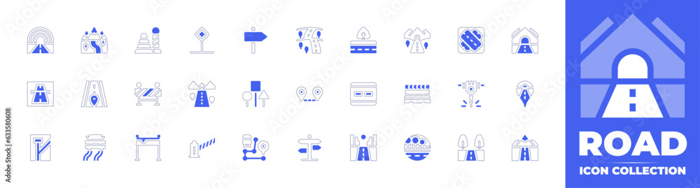 Road icon collection. Duotone style line stroke and bold. Vector ...