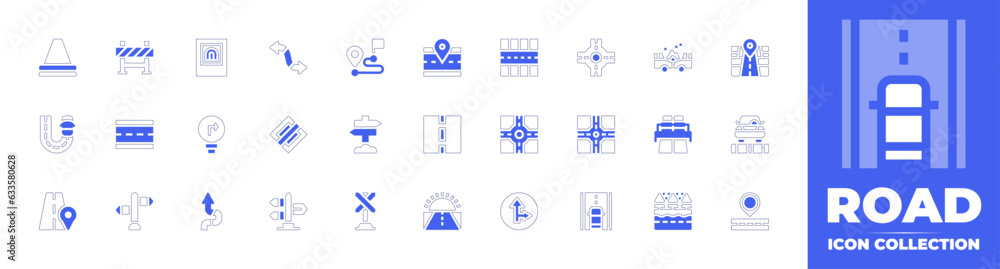 Road icon collection. Duotone style line stroke and bold. Vector ...