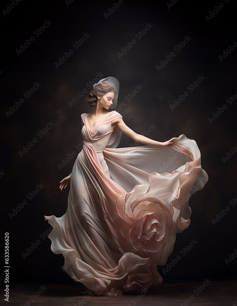 This sophisticated combination features a graceful lady in a flowing ...