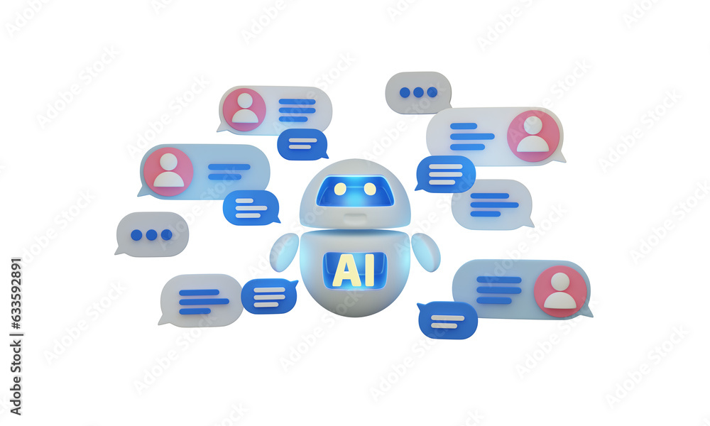 Chat GPT, robot AI assistant for virtual service, 3D illustration Stock ...
