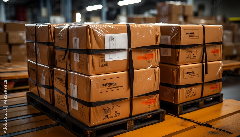 boxes in a warehouse Stock Photo | Adobe Stock