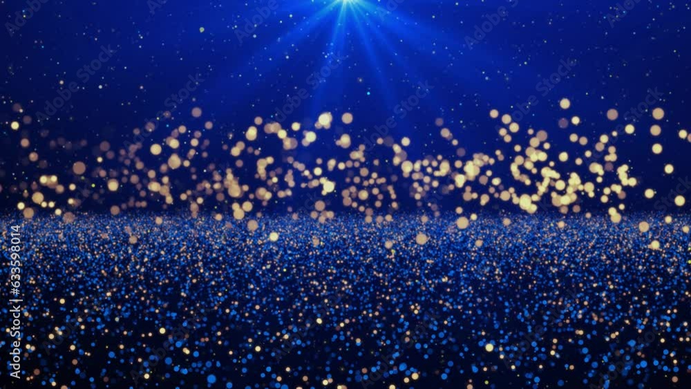 4K 3D Abstract Blue shining glitter particles 2024 Animation New Motion Background. Light flare ...