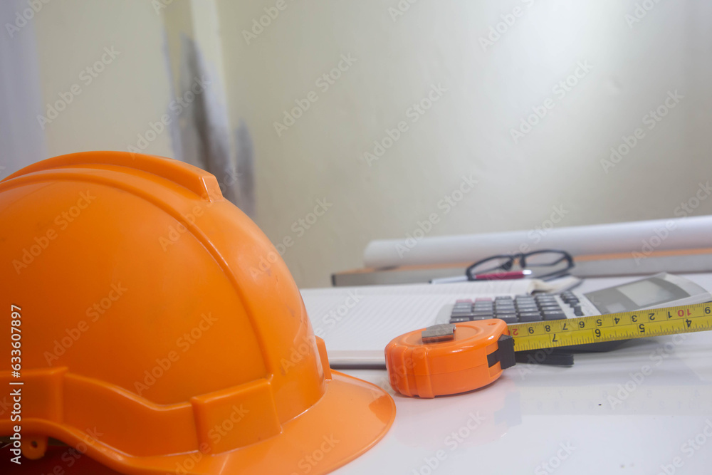 Architectural and Engineer Office desk background construction project ...