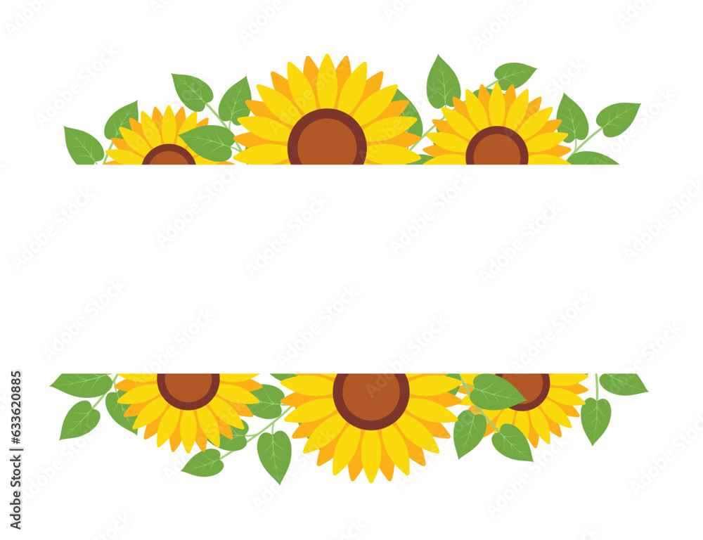 Sunflower border frame background. Sunflower template invitation ...