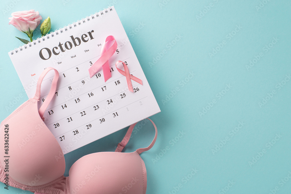 Prioritizing well-being: Top view of October calendar, ensuring a ...