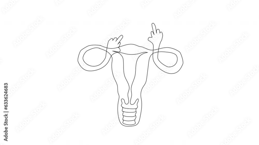 Line art funny mascot organ character female reproductive system uterus ...