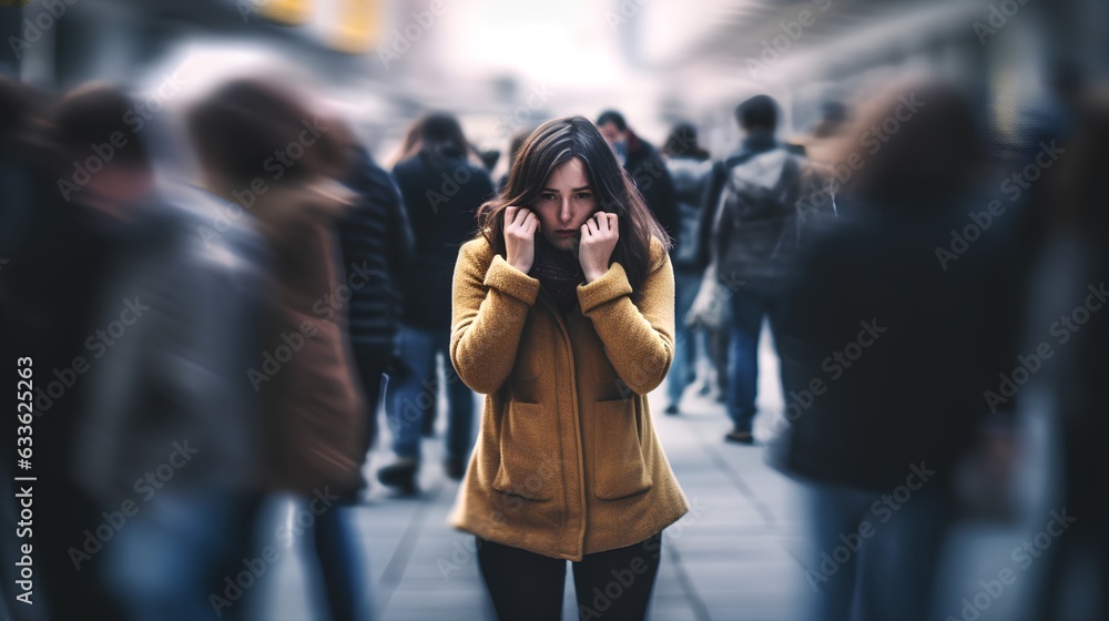 The concept of depression, featuring a young girl in a state of despair ...