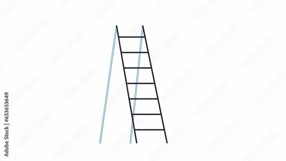 Video Stock Unsteady ladder line 2D object animation. Unbalanced step ...