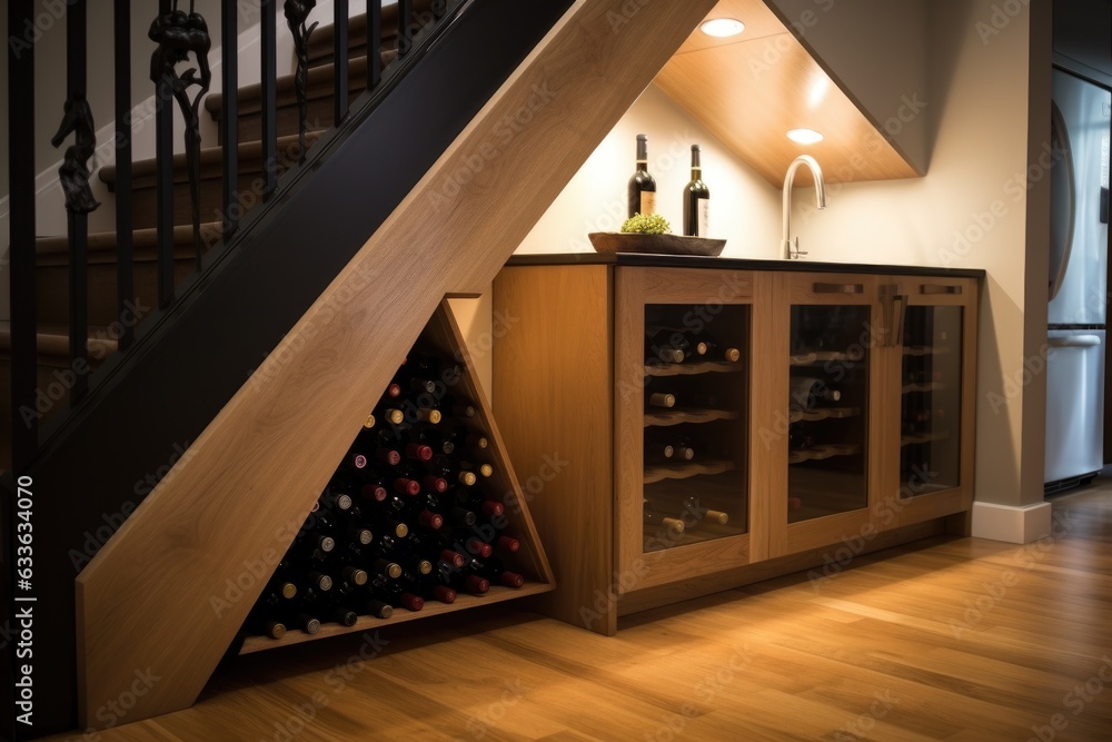 under-stair wine rack with elegant design Stock Photo | Adobe Stock