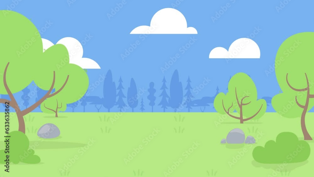 Video Stock 2D explainer animation loop background with blue sky, sun ...