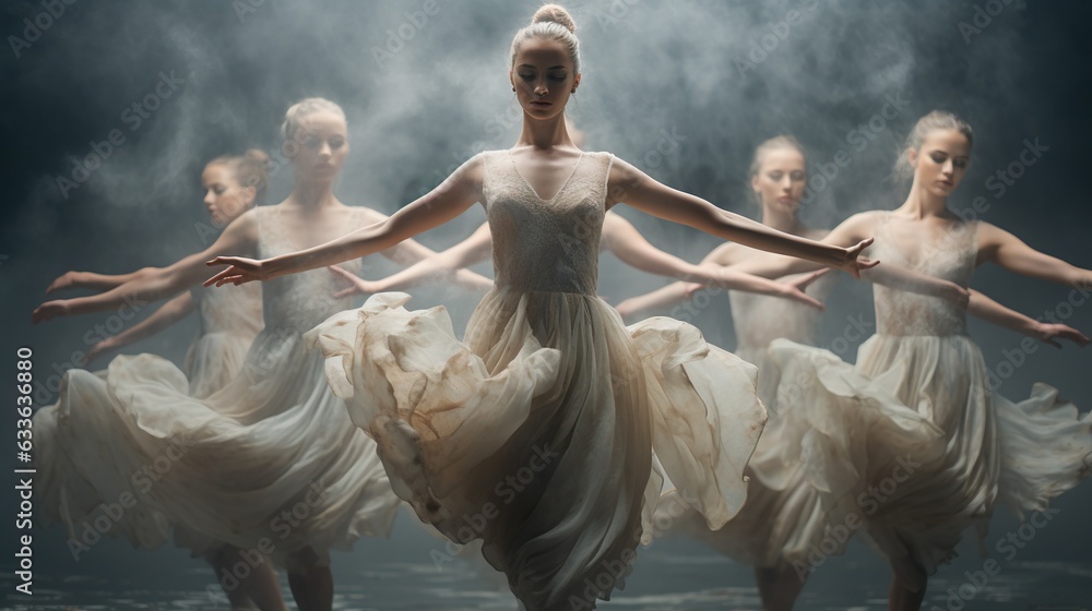 the grace and power of a ballet ensemble in a synchronized performance ...