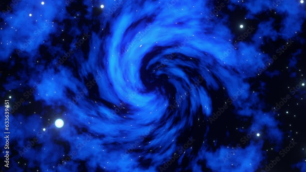 Flight through nebula. Starry sky texture. Spiral cloud motion. Vortex ...