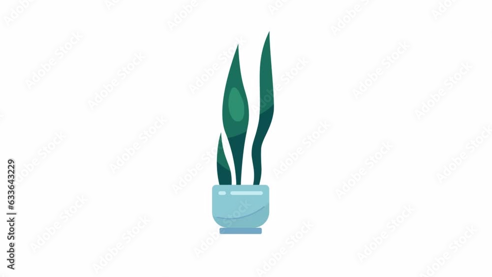 Potted plant with waving leaves 2D object animation. Floriculture flat ...