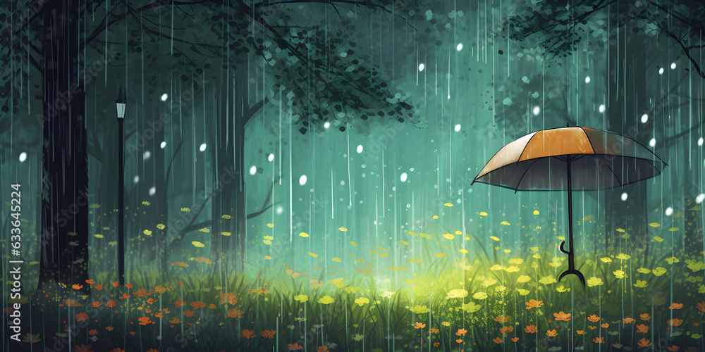 Rainy season banner background illustration Stock Illustration | Adobe ...