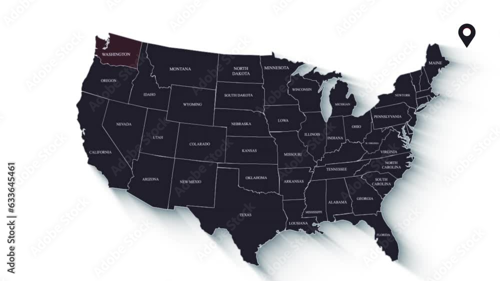 3D Map of United States of America showing infographics of the Country ...
