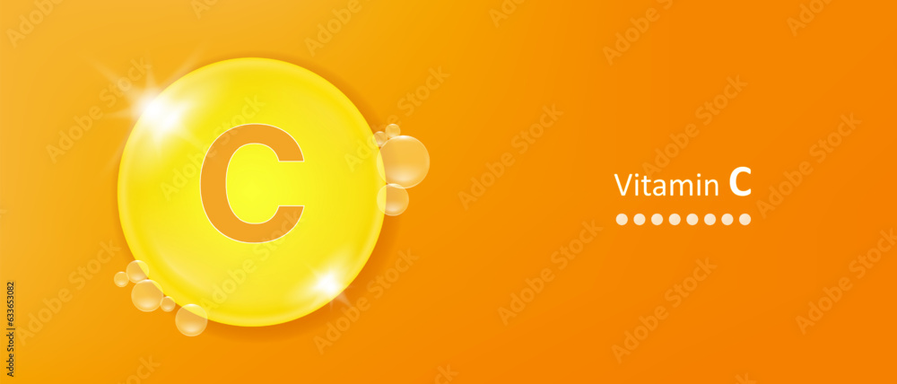 Vitamin C. Vitamin C banner for advertising, health, medical science ...