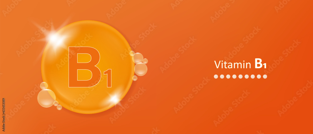 Vitamin B1. Vitamin B1 banner for advertising, health, medical science ...
