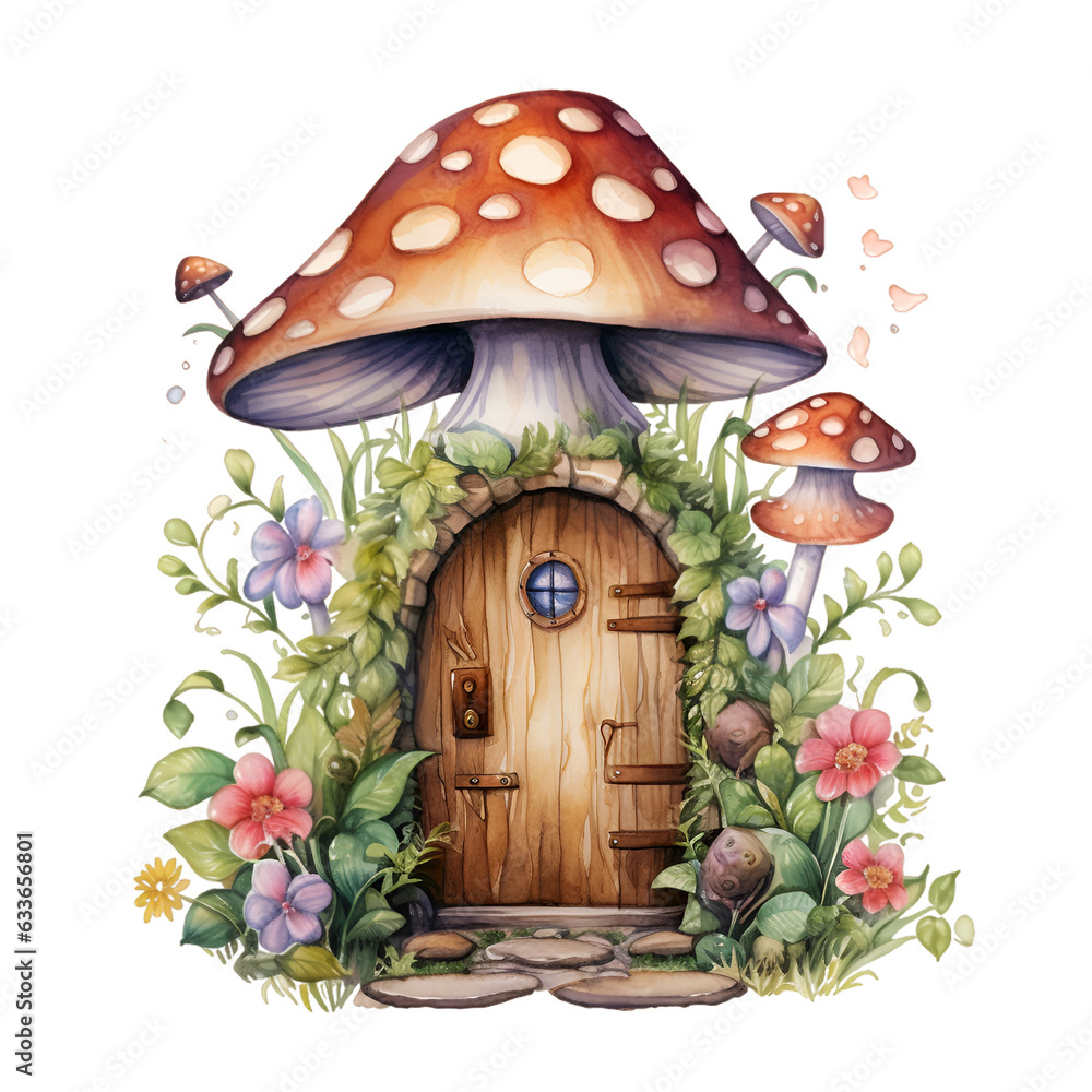 Watercolor fairy door illustration. Generative AI, png image Stock ...