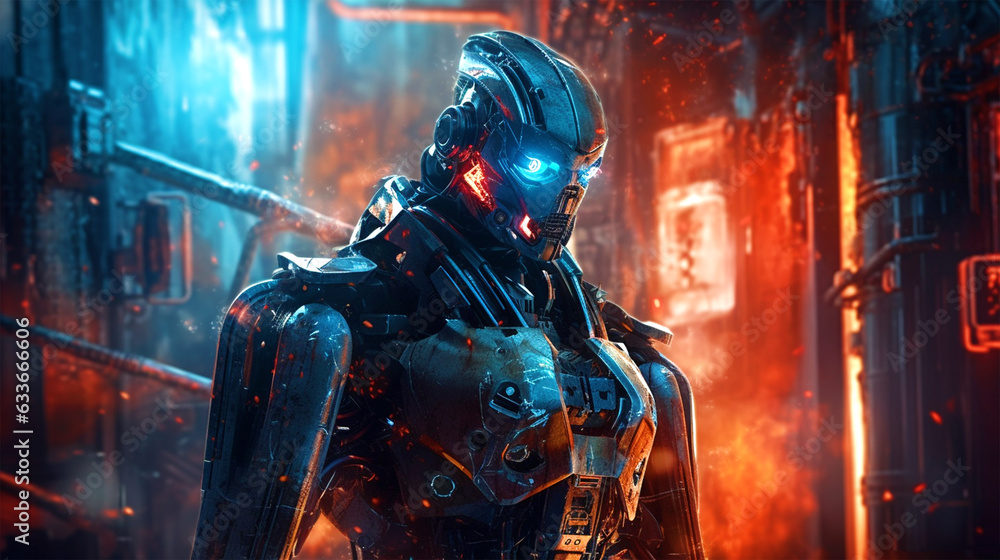 3D rendered robot background - ai generative Stock Illustration | Adobe ...