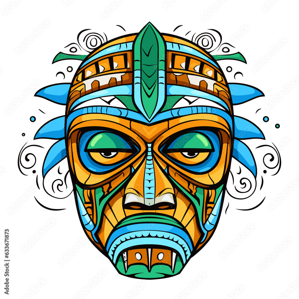 Aztec-Inspired Mask: A Blend of Tribal Symbolism and Animated ...