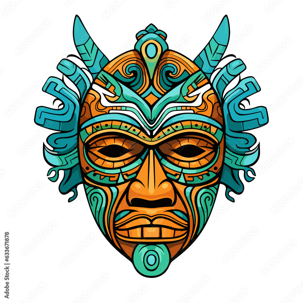 Aztec-Inspired Mask: A Blend of Tribal Symbolism and Animated ...