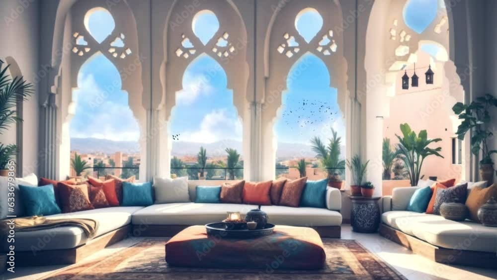 interior design of morocco seamless looping video background animation ...