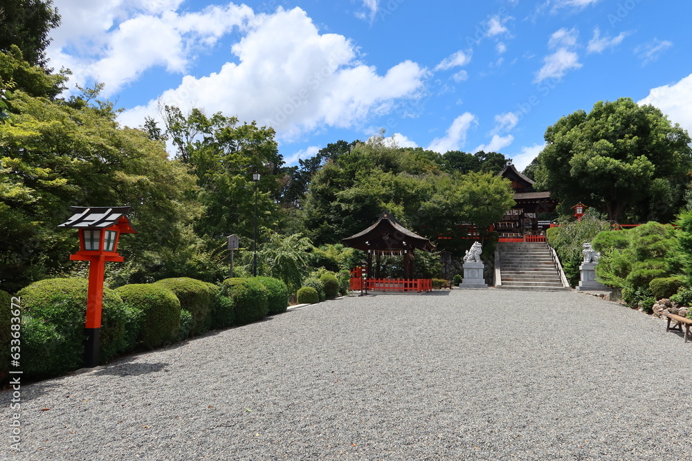 A scene of the precincts of Kenkun-jinjya in Kyoto City in Japan 日本の京都市 ...
