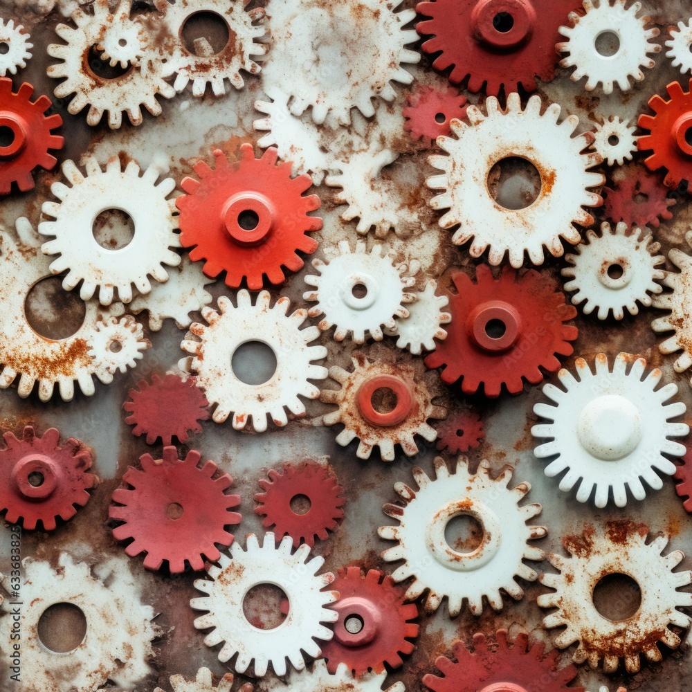 Seamless texture - Rusty red and white metal flowers made from ...